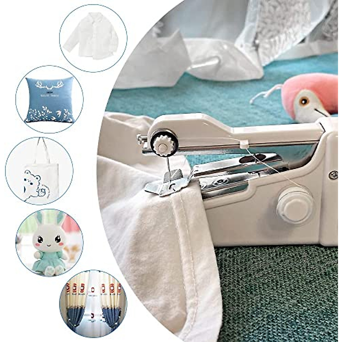 Portable Sewing Machine, Mini Sewing Professional Cordless Sewing Handheld Electric Household Tool - Quick Stitch Tool for Fabric, Clothing, or Kids Cloth Home Travel Use