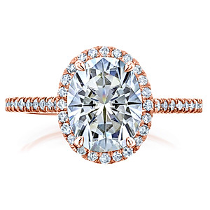 Kobelli Oval Moissanite Halo Engagement Ring 2 1/4 CTW 14k Rose Gold