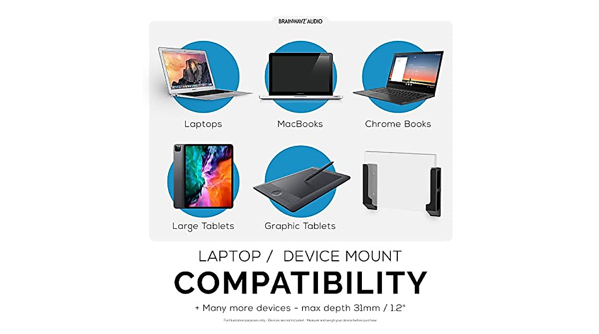Wall Mount Laptop Holder - Adhesive & Screw | Save Desk Space