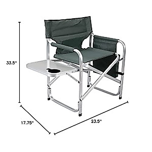 Faulkner Aluminum Director Chair with Folding Tray and Cup Holder, Green