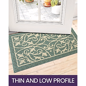 DEXI Front Door Mat Entryway, Inside Entrance Doormat, Non Slip Washable Entry Mats, 23.5x35.5,Dark Sea Green