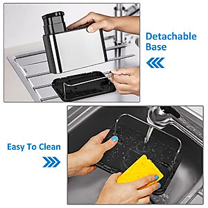 RedCall Soap Dispenser for Kitchen Sink, 3-in-1 Sponge Holder for Kitchen Sink Caddy, Stainless Steel Kitchen Sink Organizer Tray Drainer Rack, Rustproof Dish Soap Dispenser Brush Holder Countertop