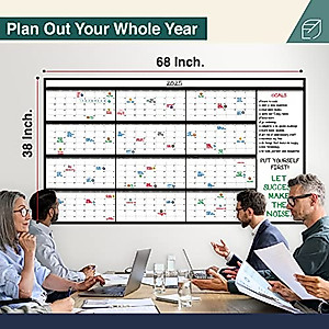 Large Dry Erase Wall Calendar - 38" x 68" - Undated Blank 2023 Reusable Yearly Calendar - Giant Whiteboard Year Poster - Jumbo Laminated 12 Month Office Calendar (Lushleaf Designs)
