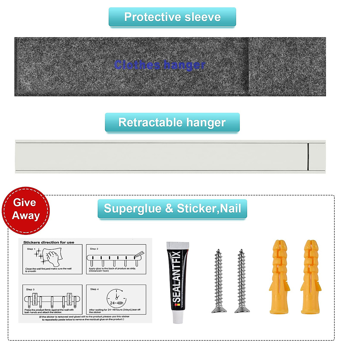 Ithywat Retractable Clothes Drying Rack,Space Saver Wall Mounted Folding Hanger for Laundry Room, Closet Storage Organization, Easy Installation Aluminium Dryer 1pcs