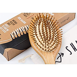 SHARCA Premium Wooden Bamboo Hair Brush with Ball Tipped Bristles from Natural Wood. Organic, Biodegradable, No plastic