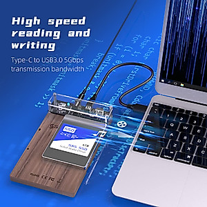 FEIFANZHE Walnut SAS to USB3.0 Adapter 2.5 or 3.5 inch SSD/HDD External SAS Hard Drive Docking Station Adapter Enclosure for RPM SAS 6/12Gbps Enterprise Hard-FSASM1