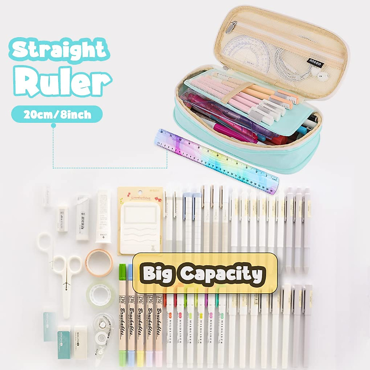 Oyachic Big Capacity Pencil Case, Telescopic Pencil Pouch,Zipper Pen Bag,Canvas Markers Organization Makeup Bag Box,Pencil Holder Office Supplies