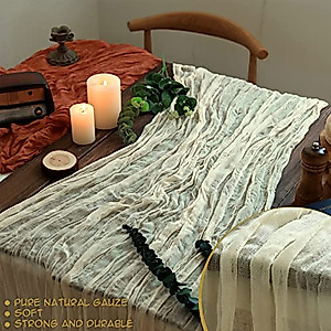 Cheesecloth Table Runner Wedding Table Runner Vintage Gauze Table Runner Boho Tablecloth, 35 x 120 Inch (Beige, 12 Pcs)