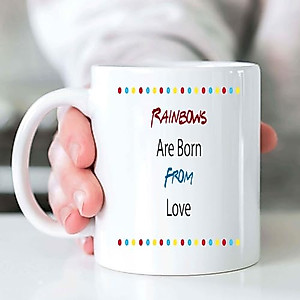 Rainbow Colorful Gift for Weddings & Anniversaries - Show Your Love Navy Multicolor Unisex Sweat, 11 Oz White Ceramic Coffee Mug