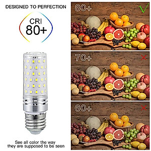 K JINGKELAI LED Candle Bulb, 15W Equivalent to 120W Incandescent, Cool White 6000K, 4 Pack, E26/E27 Medium Base, Non-Dimmable