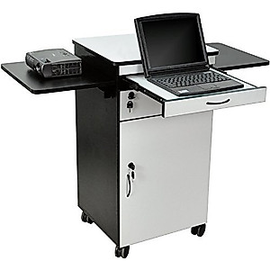Luxor WPSDD3 Wood Multimedia Workstation Cart, 38 inches High; Durable Black/Gray Laminate Finish