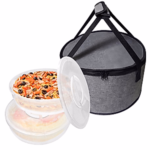 Aufind 12" 2 Pack Pie Carrier with Lid and Insulated Food Carrying Case Bag, Reusable Food Storage Containers for Pies, Cheesecake, Pizza, Nuts Fruit Perfect Gifts