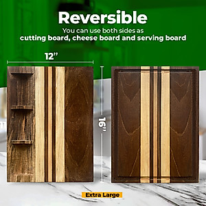 KAOC Charcuterie Boards - Large Cheese Board, Walnut Cutting Board, Wood Cutting Board, Wooden Cutting Boards for Kitchen, Serving platter, Gifts for Mom, Mothers Day Gift (16x12x1.2)