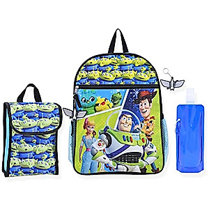Disney Toy Story Boys Backpack for Little Kids | 6 Piece Set Water Bottle Keychains Snack Tote and Knapsack School (Toy Story 6Pc) 16” x 12” x 5”