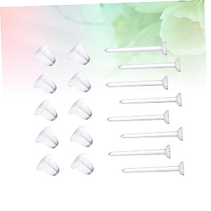 ABOOFAN 100 Pcs Plastic Post Earrings Earring Posts and Backs Clear earings Clear Stud Earrings Fashion Earrings Stud earings Head findings Earring pins Earrings Blank Stud Jewelry