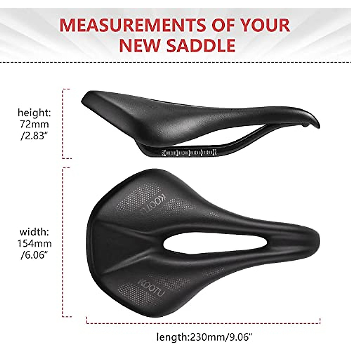 KOOTU Road Bike Saddle, Comfort Bicycle Seat for Men and Women, Waterproof Breathable Shock AbsorbingExercise Bike Seat Replacement for BMX, MTB & Road