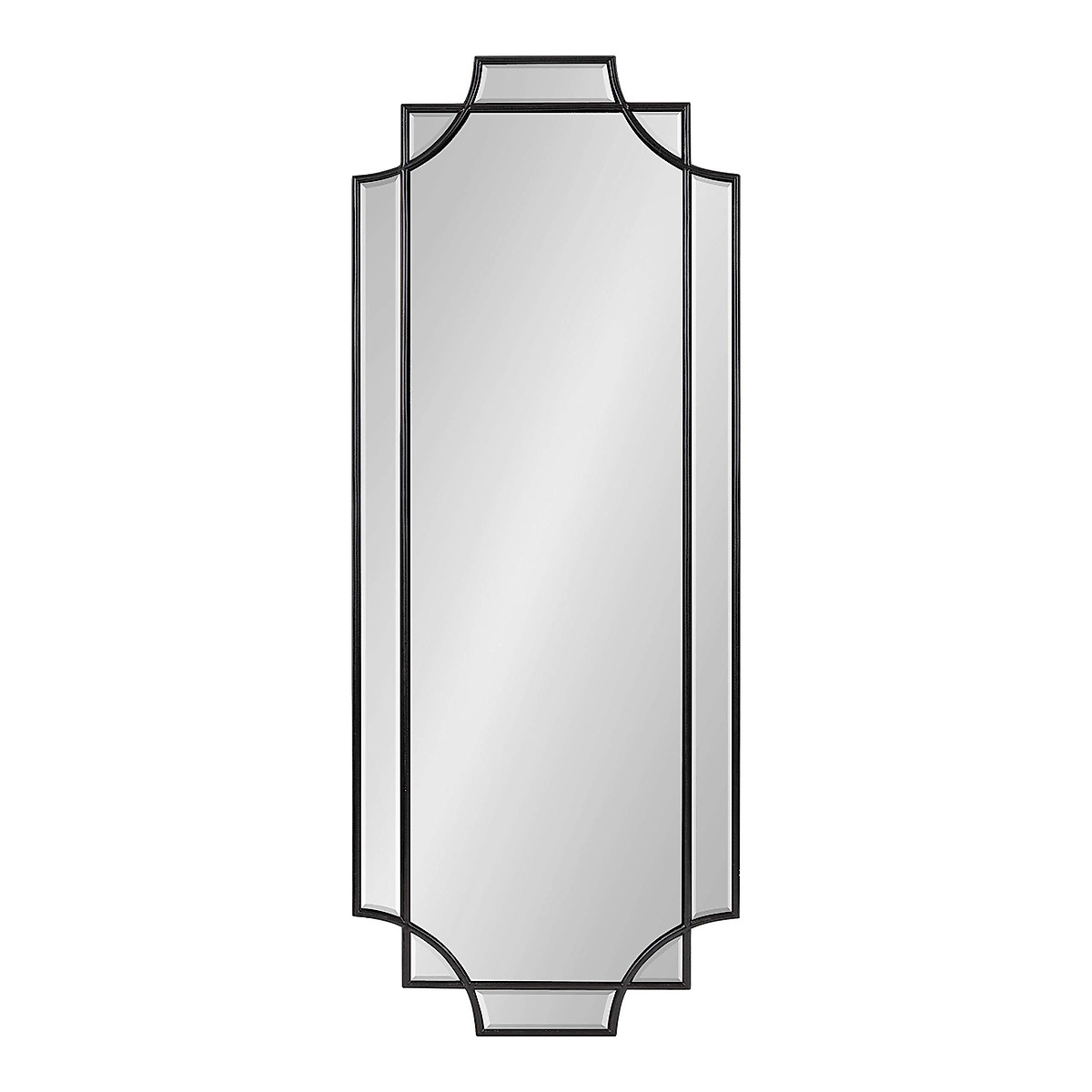 Kate and Laurel Minuette Glam Wall Mirror, 16 x 42, Black, Elegant Traditional Home Decor with A Boho Charm