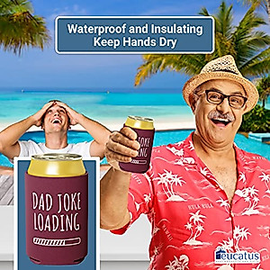 Funny, Collapsible Neoprene Beer Holder, 2 Pc. Novelty Beverage Sleeves for Cans with Gag Quotes - Dad Juice, Dad Joke Loading. Insulated Drink Cooler Gifts for 12Oz Alcohol, Beers, Wines, Sodas, IPAs