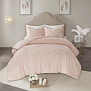 Madison Park - MP10-5878 Laetitia Shabby Chic All Season Down Alternative Bed Set with Matching Shams, King/Cal King(104"x92"), Floral Blush 3 Piece
