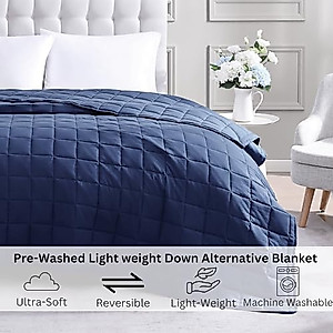 Casa Platino Navy Blue Blanket Twin Size - Pre-Washed Twin Blanket Only - Lightweight Twin Blanket Kids - All Season Twin Blanket - Premium Microfiber Down Alternative Twin Size Bed Blanket