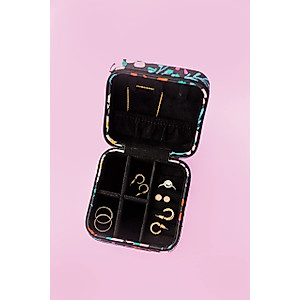 Kate Spade New York Black Travel Jewelry Case, Small Jewelry Box to Organize Rings, Necklaces, Earrings, Fall Floral, Fall Floral, Modern