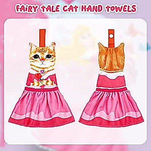 AGRIMONY Cat Funny Hand Towels for Bathroom Kitchen - Cute Decorative Fairy Tale Cat Decor Hanging Washcloths Towels Super Absorbent Soft-Housewarming Gift for Cat Lovers - Orange
