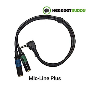 Headset Buddy Line-Level Input Audio Plus Headphone Monitoring with Built in Attenuator Adapter for iPhone, Smartphones (Mic-Line Plus)