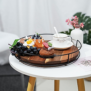 Lazy Susan Organizer, HYMENEX Lazy Susan Turntable for Cabinet Acacia Wood Lazy Susan for Table 13-inch Lazy Susan Organizer for Cabinet Spice Fridge Pantry Countertop, 360 Degree Turntable