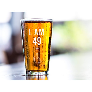 49 + One Middle Finger 50th Birthday Gifts for Men Women Beer Glass – Funny 50 Year Old Presents - 16 oz Pint Glasses Party Decorations Supplies - Craft Beers Gift Ideas for Dad Mom Husband Wife 50 th