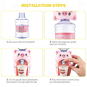 KESYOO Mini Water Dispenser Toy Miniature Household Water Cooler Fountain Toy Cute Pig Drinking Fountain Model Kids Pretend Play Kitchen Supplies (Pink)