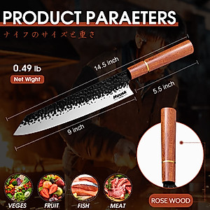 Huusk Japan Chef Knife, 8 Inch Gyuto Knife Professional Japanese Chef Knife 9 Inch Kiritsuke Chef Knife