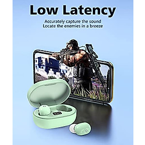 Wireless Earbuds, Bluetooth Earphones Stereo HiFi Sound Noise Cancelling with Built-in Microphone, True Wireless Headphones In-Ear Earbuds for Sports and Work, Compatible with iPhone, Android- Green