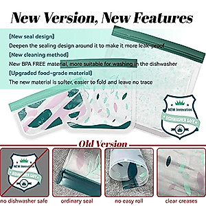 8-Pack Reusable Freezer Bags Silicone, Reusable Sandwich Bags and Reusable Snack Bags for Kids Travel/Home Organization, Reusable Food Storage Bags Dishwasher Safe/BPA Free