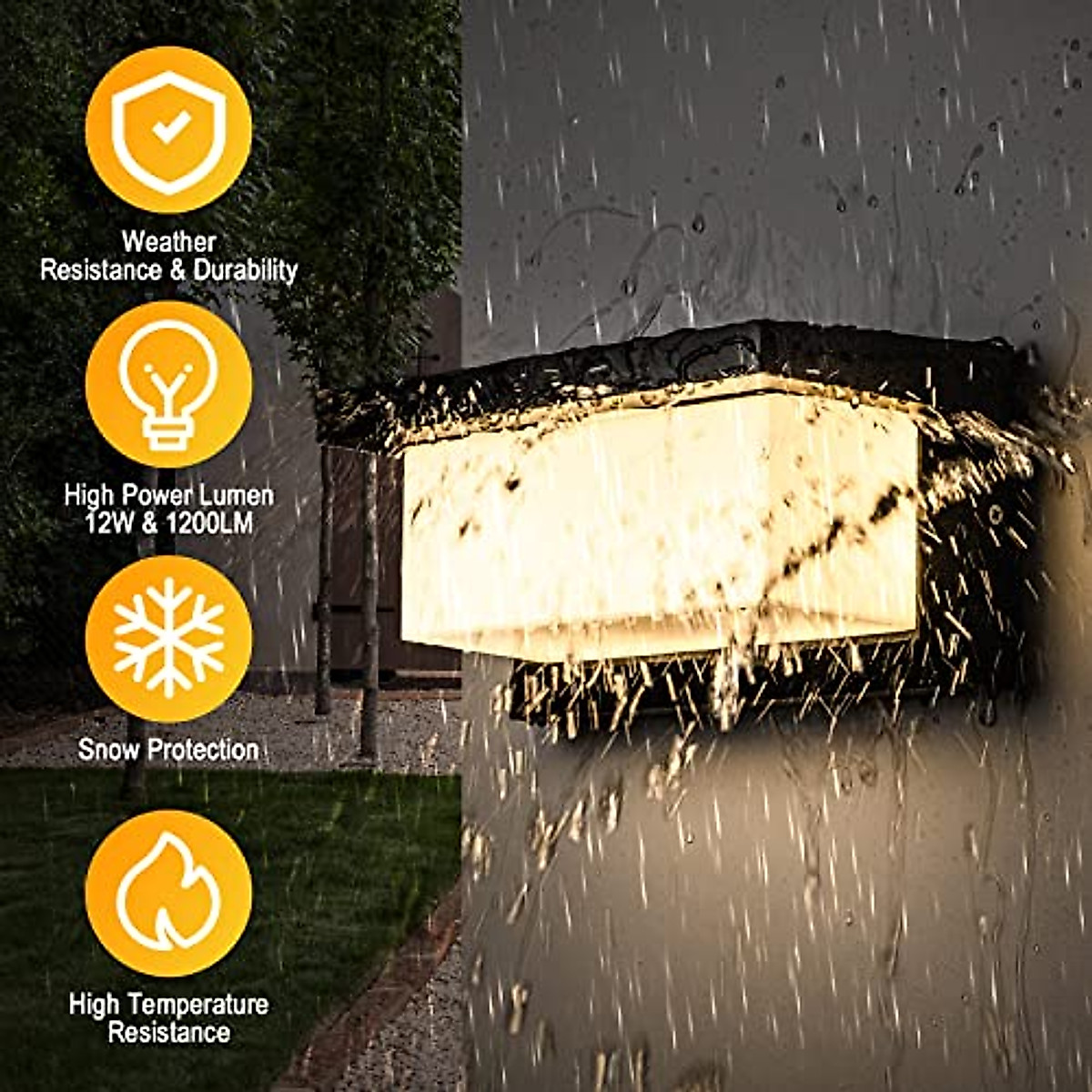 Combuh Outdoor Wall Sconces Lamp - 12W Led Exterior Wall Lights Fixtures 3000K Waterproof IP65 Outside Porch Lights for House Yard Garage Wall Lamp Walkway Garden.