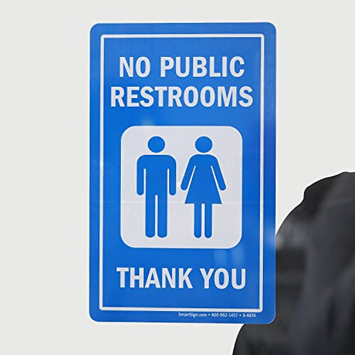 SmartSign “No Public Restrooms, Thank You” Glass Door Decal | 8"x5" Polyester