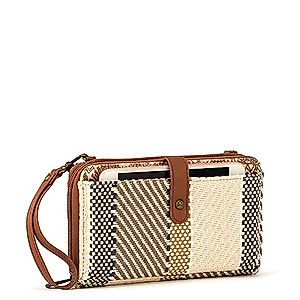 Sakroots Large Smartphone Crossbody in Canvas, Detachable Wristlet Strap, Tobacco Batik World Woven