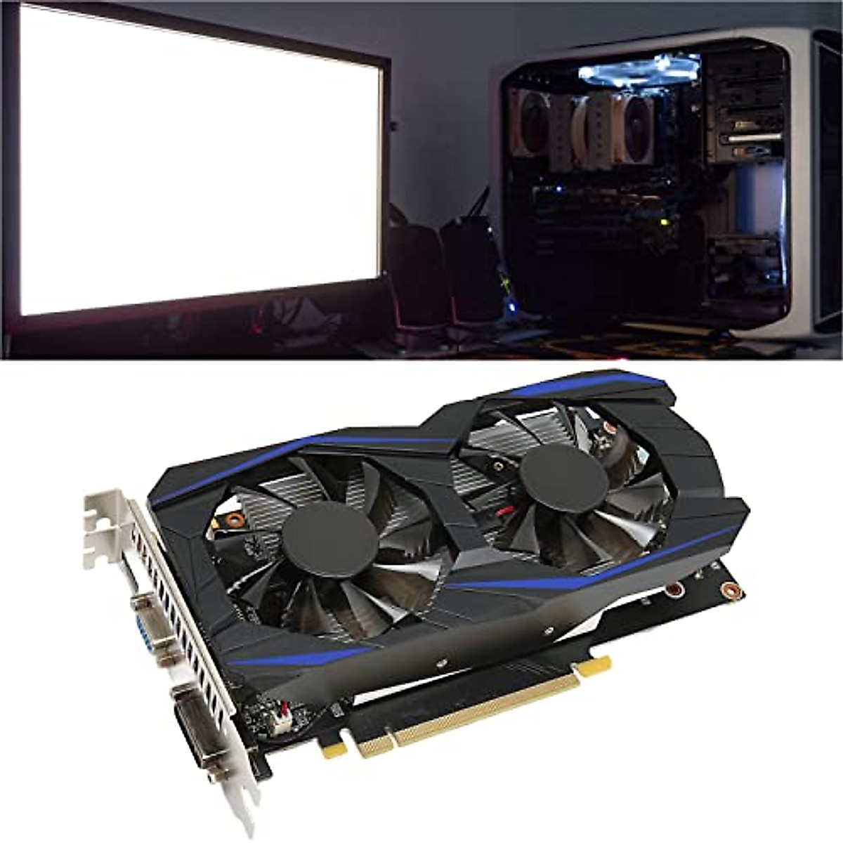 PUSOKEI GTX550Ti Graphics Card, 6GB 192BIT GDDR5 PCI E 2.0 Gaming Graphics Card, Support DirectX11, 3D Stereo Display, Dual Fan HD MI VGA DVI Graphics Card for Gaming PC