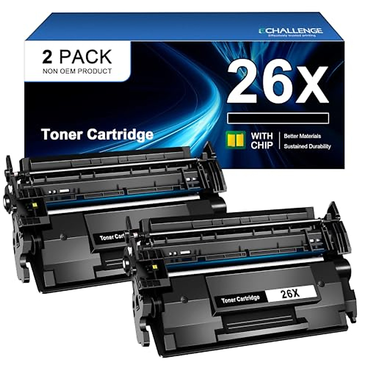 26X CF226X Toner Cartridge Replacement for HP 26X CF226X Compatible with Laserjet Pro M402d M402dn M402dw Laserjet Pro MFP M426fdw M426fdn M426dw Printer (2 Black)
