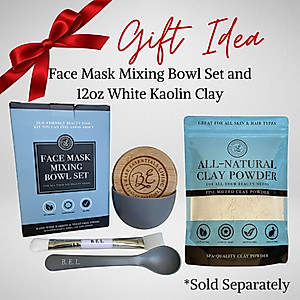 Bare Essentials Living - Clay Face Mask Mixing Bowl Set, Skin Care Kit Facial Bowls with Bamboo Lid, Face Mask Spoon, & Dual Sided Face Mask Brush Applicator for DIY Clay Mask, Facials & Hair (Grey)