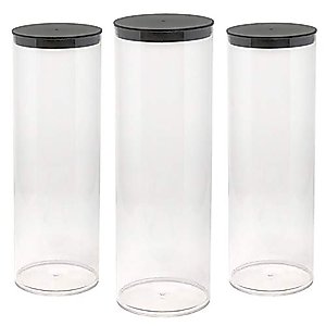 Prestige Import Group - 4" x 12.25" Transparent Clear Plastic (PETG) Storage Tubes with Black Lid - 4 Pack