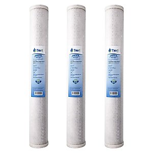 Tier1 10 Micron 20 Inch x 2.5 Inch | 3-Pack Whole House Carbon Block Water Filter Replacement Cartridge | Compatible with Pentek EPM-20, 155635-43, CB-25-2010, Home Water Filter