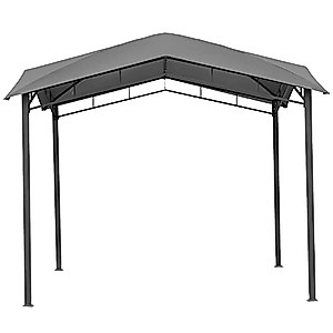 Outsunny 10' x 10' Soft Top Patio Gazebo Outdoor Canopy with Unique Geometric Design Roof, All-Weather Steel Frame, Gray