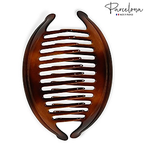 Parcelona French Banana Wide Edge Tortoise Shell Brown Extra Large 7” Celluloid 13 Teeth Set of 2 Side Hair Combs for Women and Girls