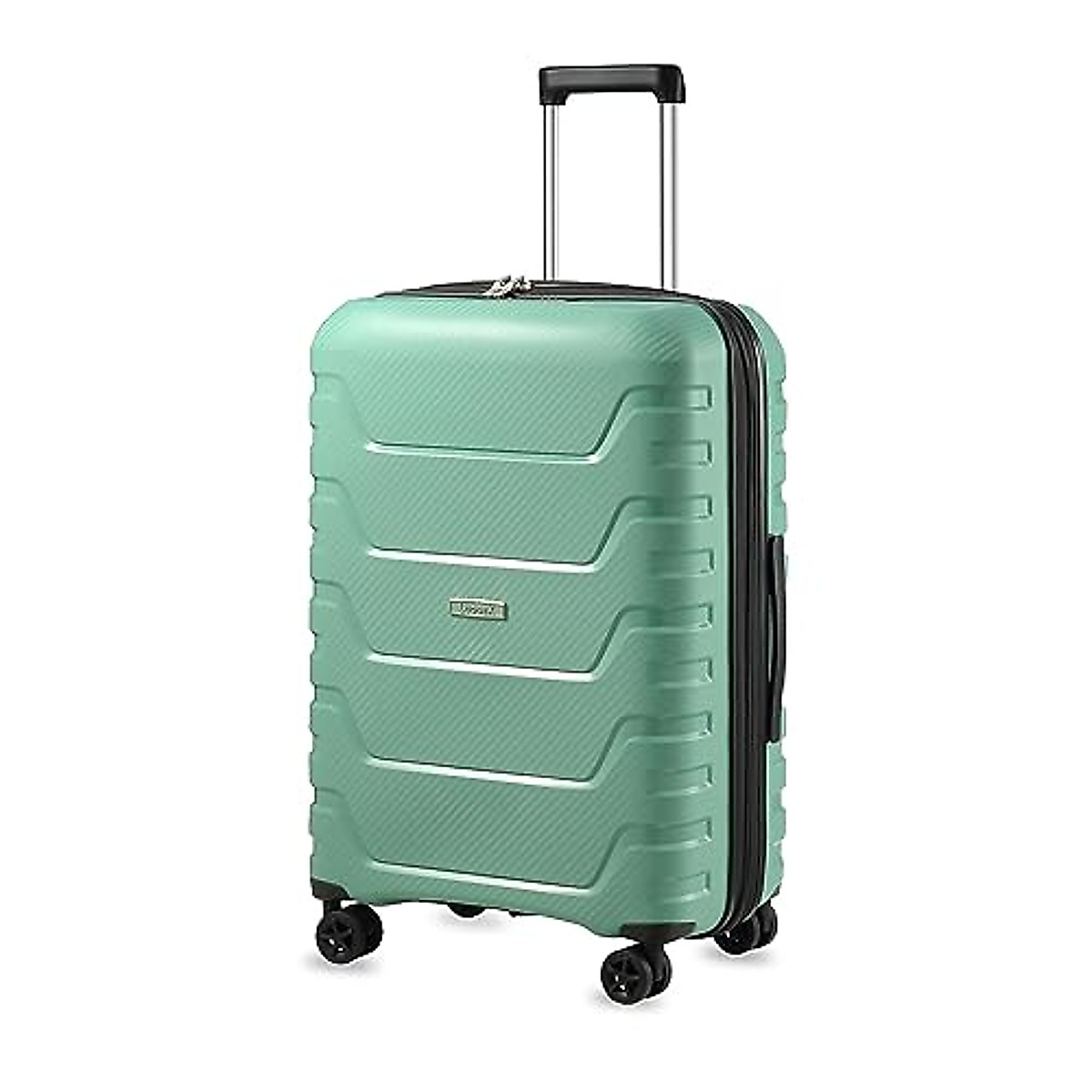 LUGGEX Carbon Fiber Pattern 24 Inch Luggage with Spinner Wheels- Impact-Resistant PP Material - High Rebound Toughness & Anti-Explosion Zipper (Green Luggage)