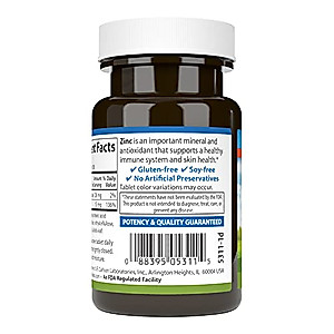 Carlson - Zinc, 15 mg, Zinc Supplement, Zinc Gluconate, Immune Support & Skin Health, Zinc Tablets, Antioxidant, Zinc Capsules, 100 Tablets