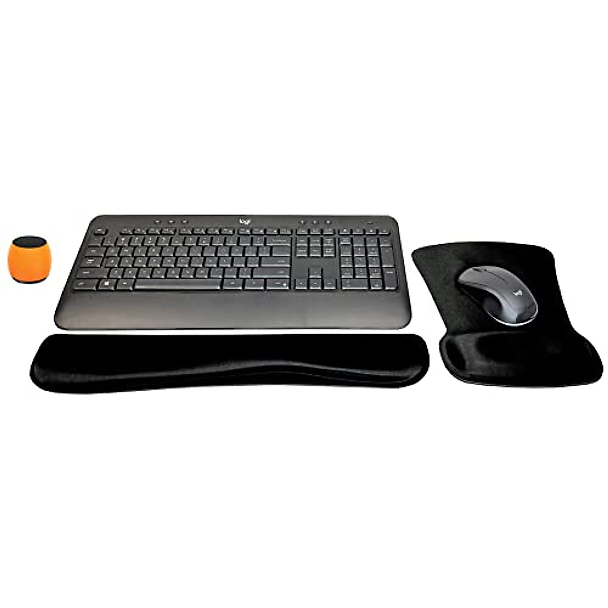 Logitech MK540 Advanced Wireless Keyboard & Mouse Combo Active Lifestyle Travel Home Office Modern Bundle with Micro Glow in the Dark Portable Wireless Bluetooth Speaker, Gel Wrist Pad & Gel Mouse Pad