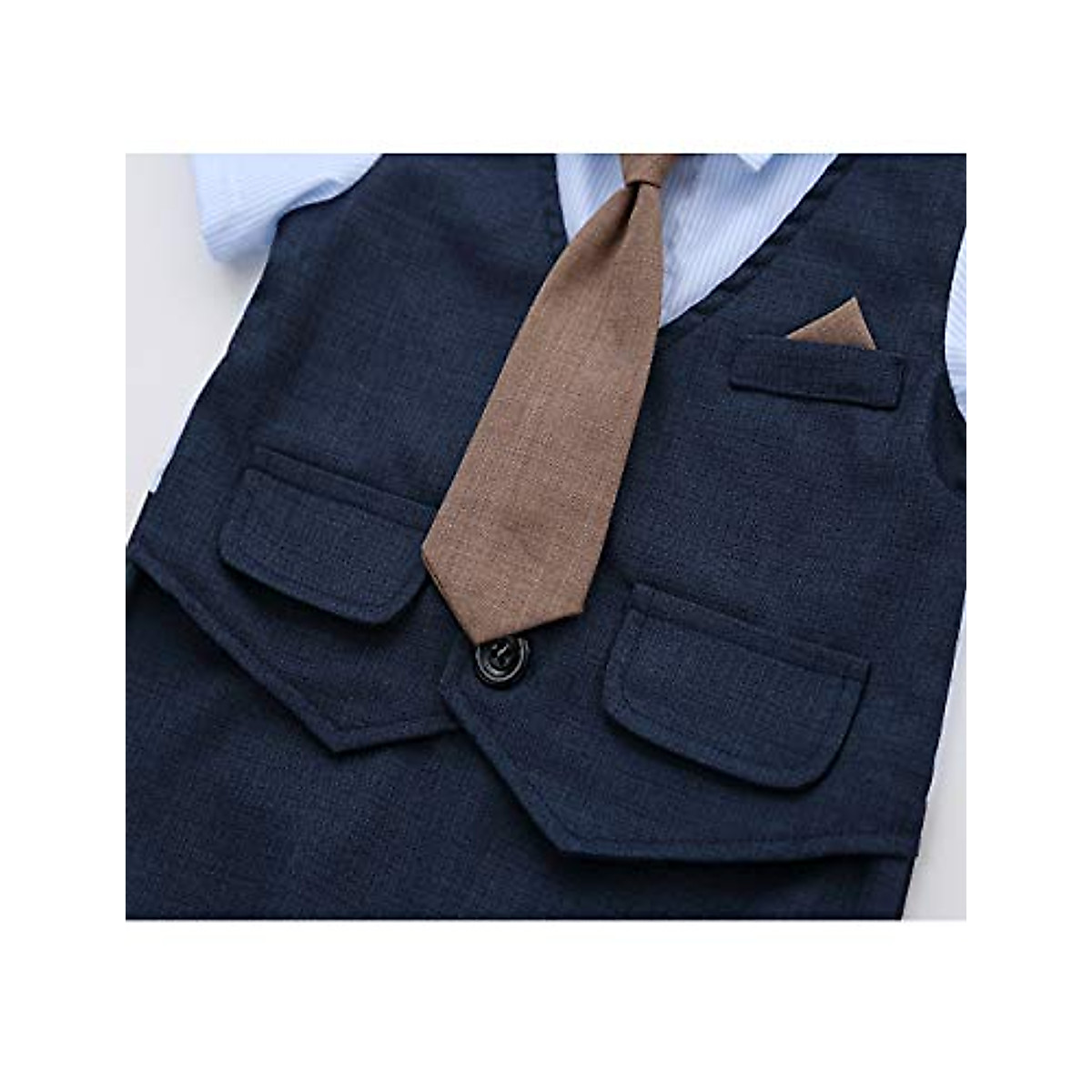 HeMarIsle Newborn Baby Boy Gentleman Suit Dressy Outfit Vest Tuxedo Onesie Romper (Dark Blue, 0-3 M)