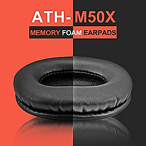 Replacement Ear Pads Compatible with ATH M50X M40X | Also Fits MDR 7506 / MDR V6 / MDR CD900ST / Stealth 600 & More | Ear Pads with Enhanced Memory Foam (Black)