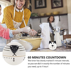 1Pc Manual Timer Plastic Lovely Kitchen Timer Cat Shaped Mechanical Timer Adorable Reminder Cartoon Cooking Timer Cooking Cooking Clock Timer Supplies Mechanical Timer