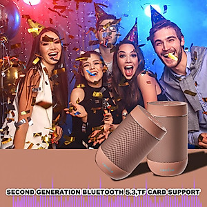 comiso X26M Portable Bluetooth Speaker,Waterproof Speaker IP65,5.3 Bluetooth,360 HD Sound,TWS Stereo Pairing,Built in Mic, Support TF/SD Card-Pink